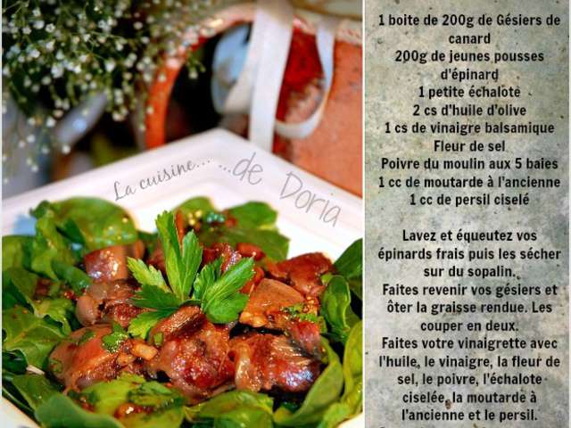 Recettes de Salade de gésiers de La cuisine de Doria