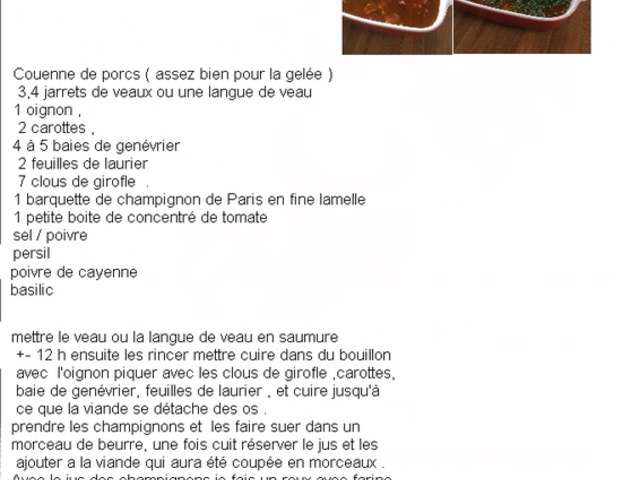 Recettes de Tête de veau