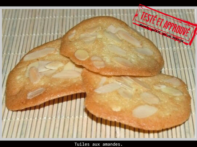 Recettes de Tuiles aux Amandes de Cahier de cuisine à 4 mains.