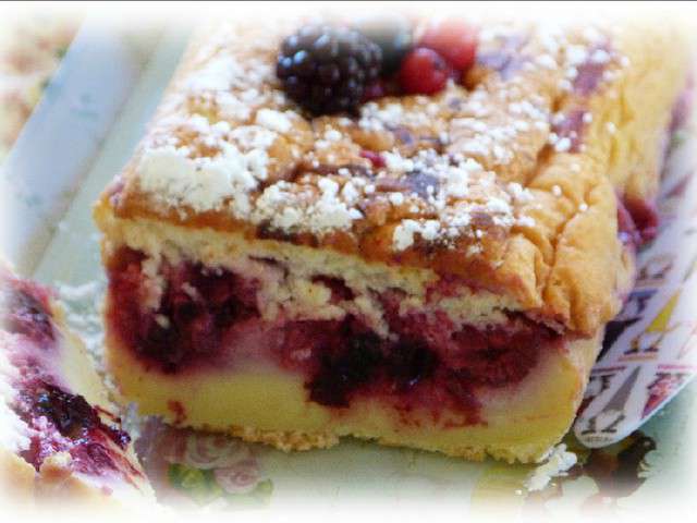 Recettes de Gâteau magique et Fruits rouges